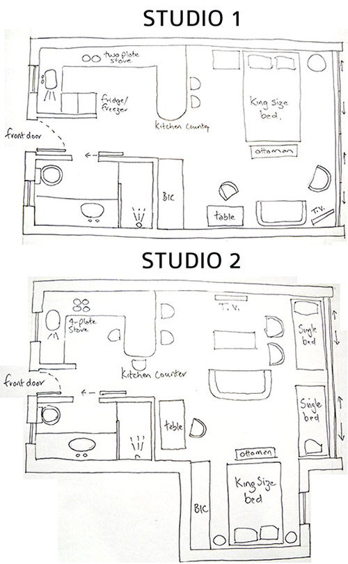 Green Point Self Catering Studio Floor Plan